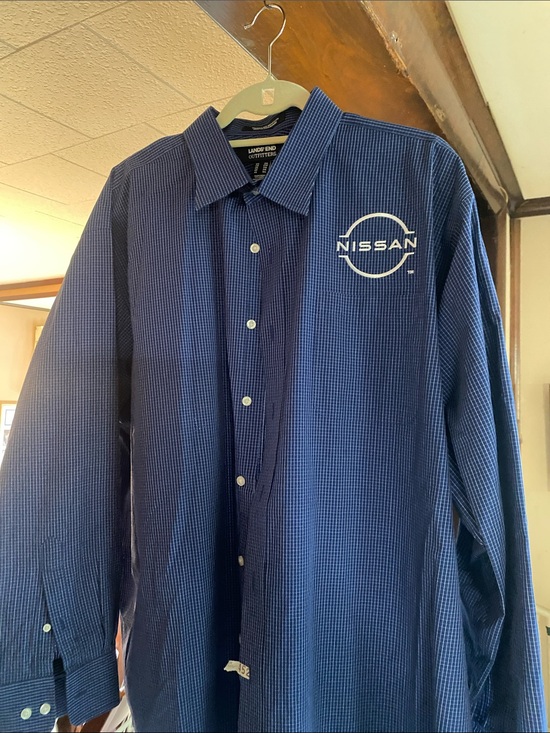 Lands' End | Shirts | Lands Endnissan Logo Navy Buttonup Work Shirt ...